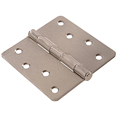 Hardware Essentials 4-Hole 1/4 in. Round Corner Satin Nickel Hinge by ...