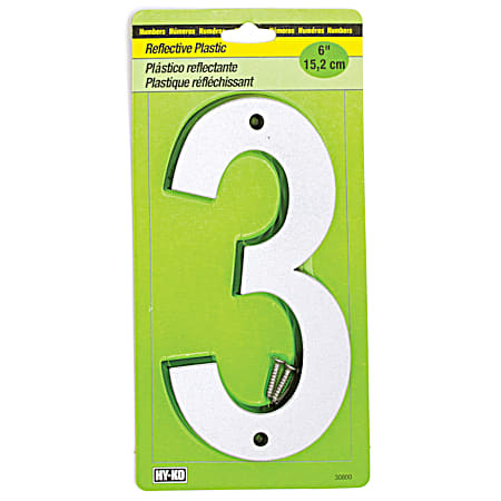 6 in Silver Reflective Plastic Number 3 by Hy-Ko Products at Fleet Farm