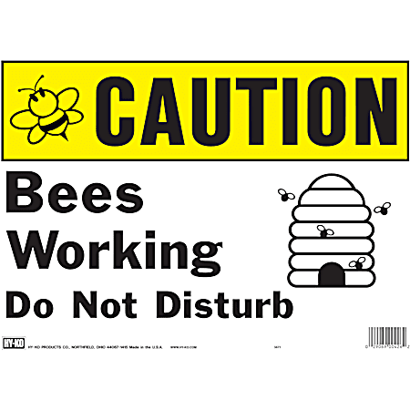 10 in x 14 in Heavy-Duty Plastic CAUTION Bees Working Sign by Hy-Ko ...