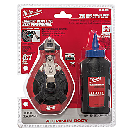 100 ft Aluminum Precision Line Chalk Reel Kit w/ Blue Chalk by ...