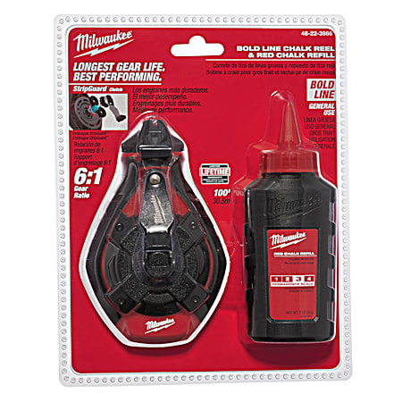 100 ft Bold Line Chalk Reel Kit w/ Red Chalk by Milwaukee at Fleet Farm