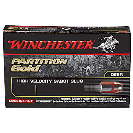 20 Gauge Partition Gold High Velocity 3'' 260 Grain Sabot Slug Deer ...