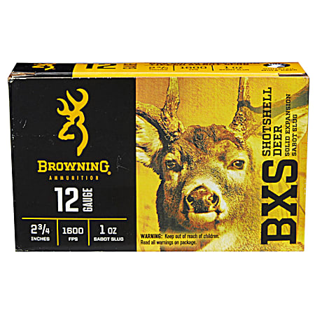 12 Gauge BXS Shotshells Deer 2 3/4" Solid Expansion Sabot Slug - 5 ...