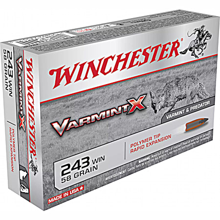 .243 Winchester Varmit-X 58 Grain Polymer Tip Rapid Expansion Rifle ...