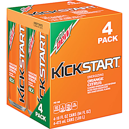 Kickstart 16 oz Orange Citrus Energy Drink - 4 Pk by Kickstart at Fleet ...