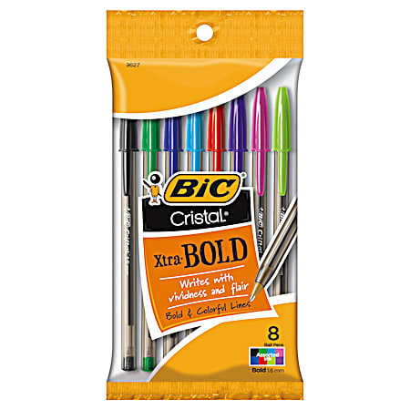 BIC Cristal Xtra Bold Ballpoint Pen, Bold Point - Assorted, 8 ct at ...