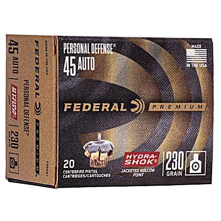.45 ACP Personal Defense Hydra-Shok 230 Grain JHP Centerfire Handgun ...