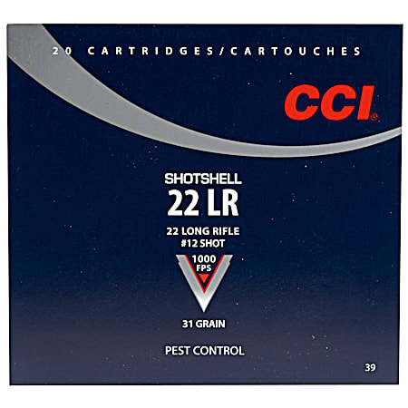 .22 LR Pest Control 31 Grain Rimfire Rifle Cartridges - 20 Rounds by ...