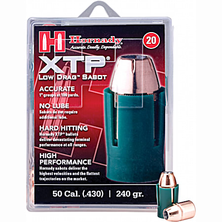 50 Cal. Low Drag Sabot 44 240 Gr. XTP Muzzleloader Bullets - 20 Pk. by ...