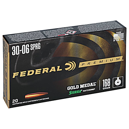 .30-06 Springfield Gold Medal Sierra MatchKing 168 Grain Centerfire ...
