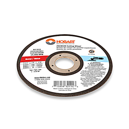 4-1/2 x 1/16 x 7/8 Premium Cuttiing Wheel - Arbor Type 1-A 36TBF by ...