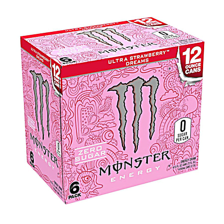 16 Oz Ultra Strawberry Dreams Zero Sugar Energy Drink - 4 Pk by Monster ...