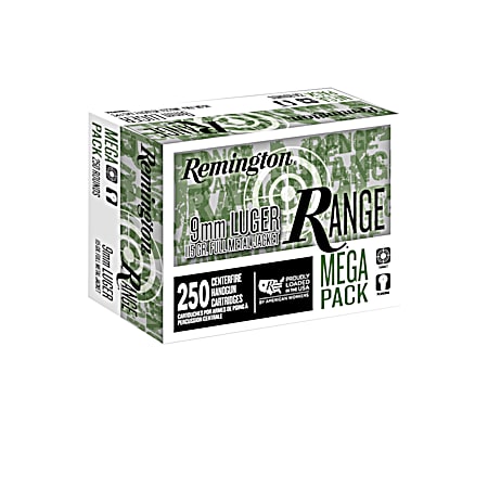 9mm Range 115 Grain Centerfire Revolver & Pistol Cartridge - 250 Rounds ...