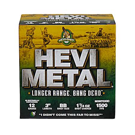 12 Ga 3 inch BB Shot HEVI-Metal Longer Range Shotgun Shells - 25 Rds by ...