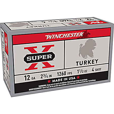 12 Gauge Super-X Turkey 2-3/4" 4 Shot Shotshells - 10 Rounds by ...