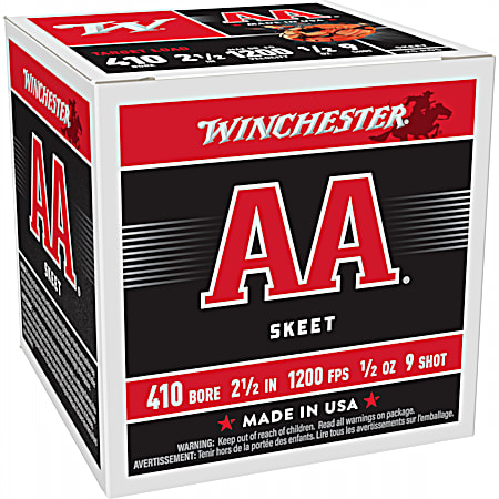 .410 Bore AA Light Target Load 2-1/2'' 9 Shot Shotshells - 25 Rds by ...
