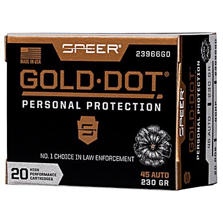 .45 ACP Gold Dot Personal Protection High Performance 230 Grain ...