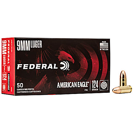9mm American Eagle 124 Grain Full Metal Jacket Centerfire Handgun ...